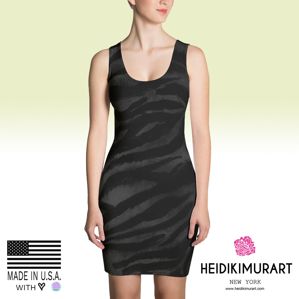 Grey Tiger Striped Dress, Cute Little Black Gray Tiger Stripe Animal ...