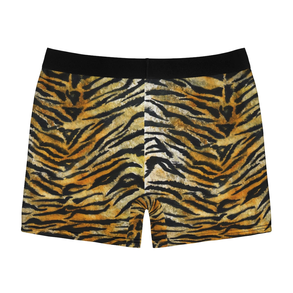 Orange Tiger Men's Boxer Briefs, Striped Animal Print Premium Quality ...