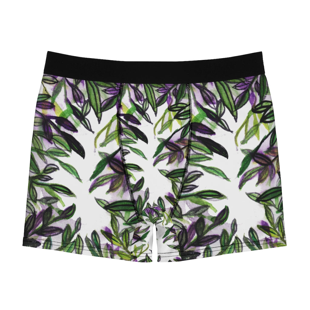 Tropical Men's Boxer Briefs, Hawaiian Style Leaf Print Premium Quality ...