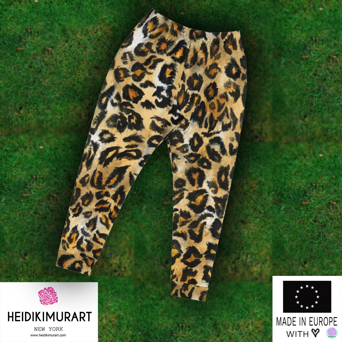 Brown Leopard Men's Joggers, Leopard Animal Print Rave Party Casual ...