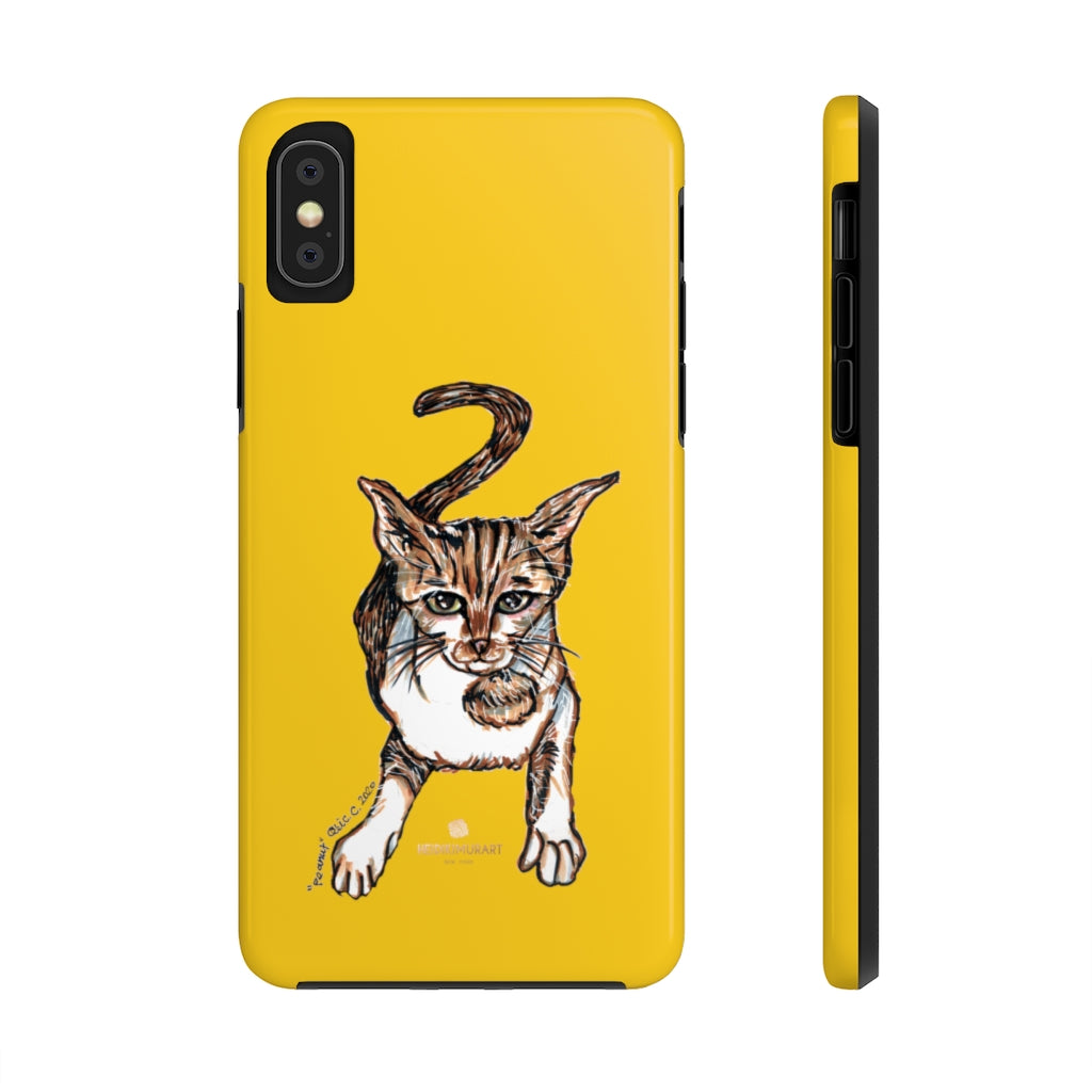 Yellow Cat Phone Case, Peanut Meow Cat Designer Case Mate Tough Phone ...