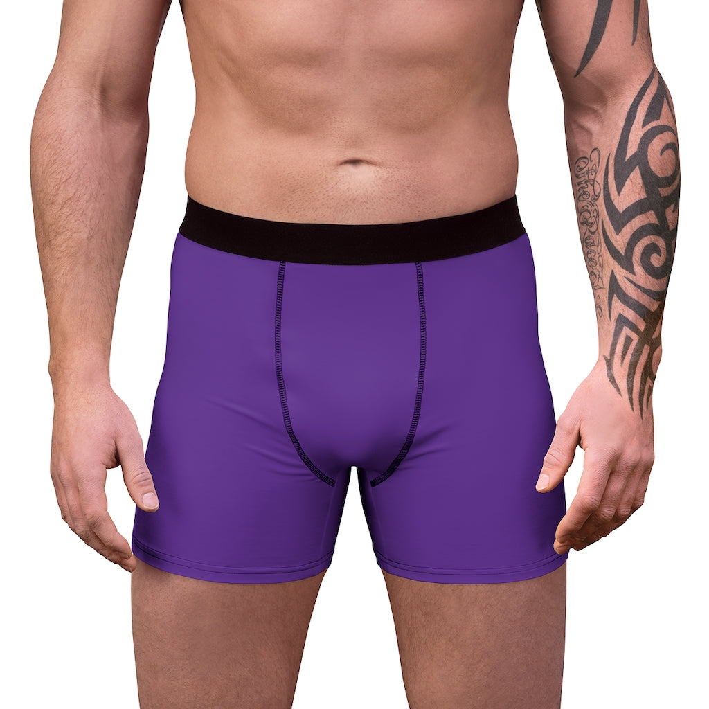 Dark Purple Men's Boxer Briefs, Elastic Modern Minimalist Basic ...