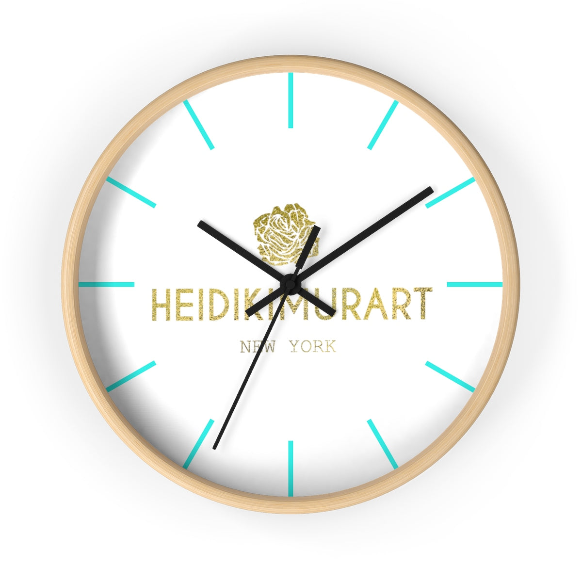 Heidi Kimura Art in Gold Foil Color 10 inch Diameter Wall Clock - Made ...