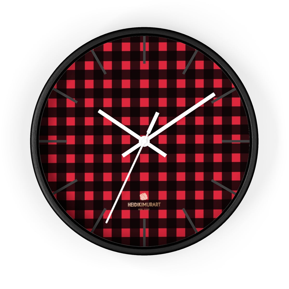 Londoner Buffalo Red Plaid Print Designer 10 in. Dia. Indoor Wall Clock ...