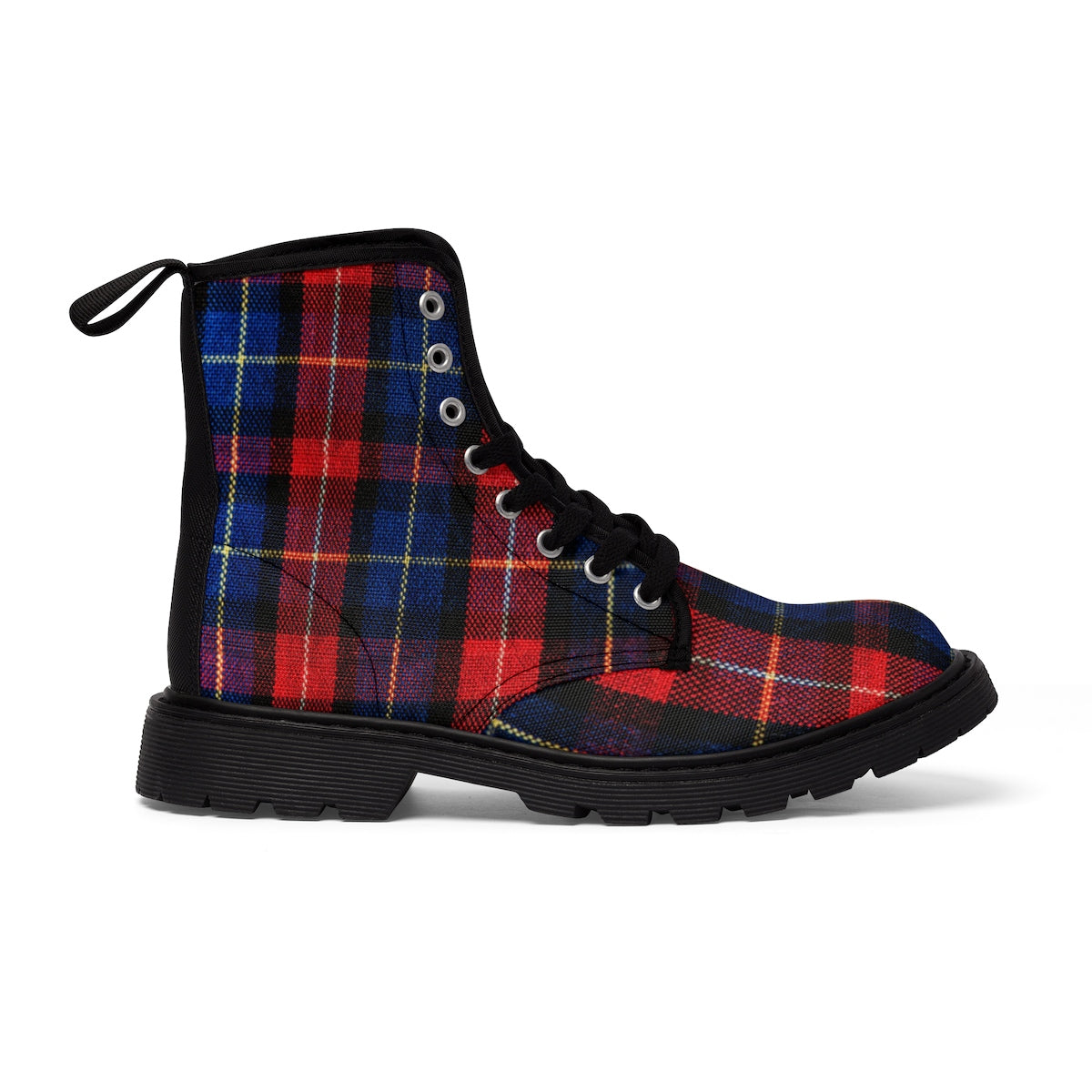 Red Plaid Men's Boots, Comfortable Tartan Print Fashion Men's Winter ...