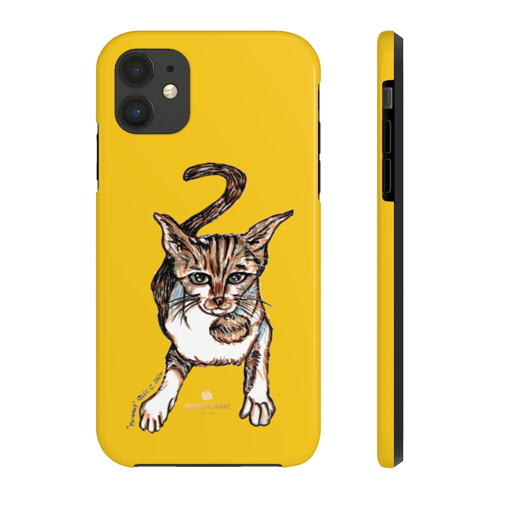 Yellow Cat Phone Case, Peanut Meow Cat Designer Case Mate Tough Phone ...