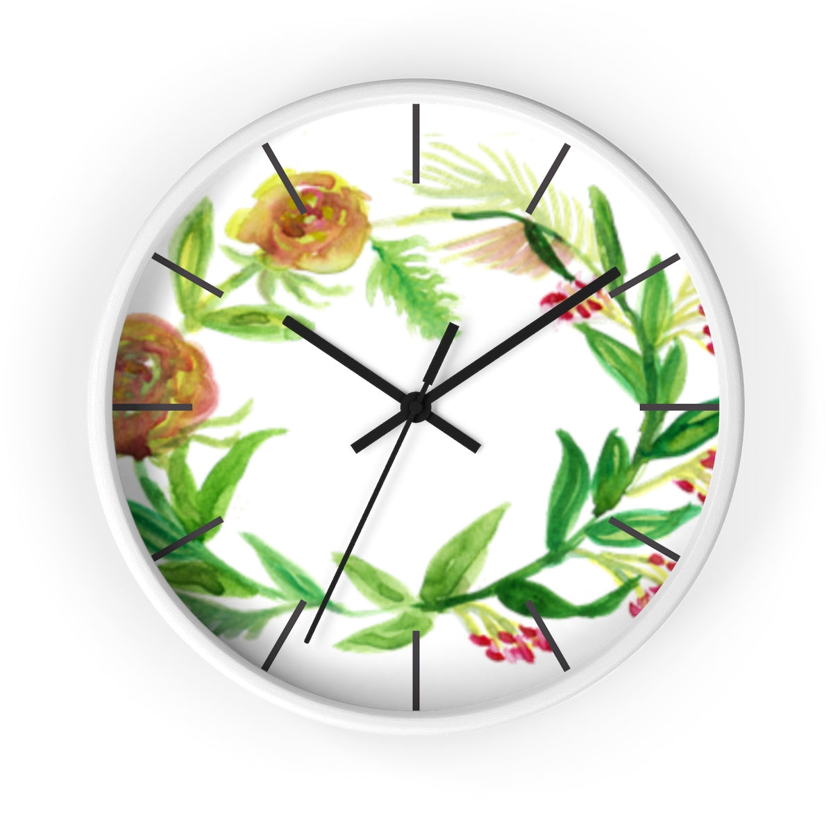 Orange Red Fall Roses Floral Print 10 inch Diameter Unique Wall Clock ...
