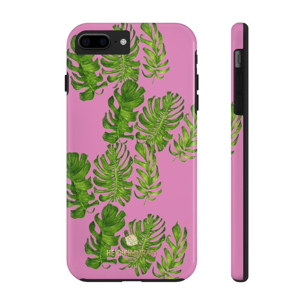 Pink Green Tropical Phone Case, Palm Leaf Print Case Mate Tough Phone ...