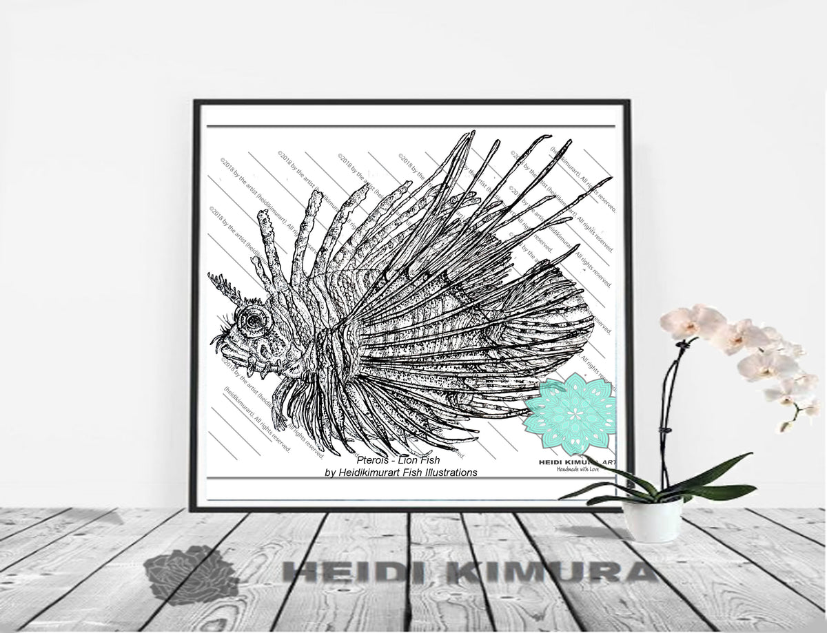 Lion Fish Pointillism Art Print - Made and Designed in the USA ...
