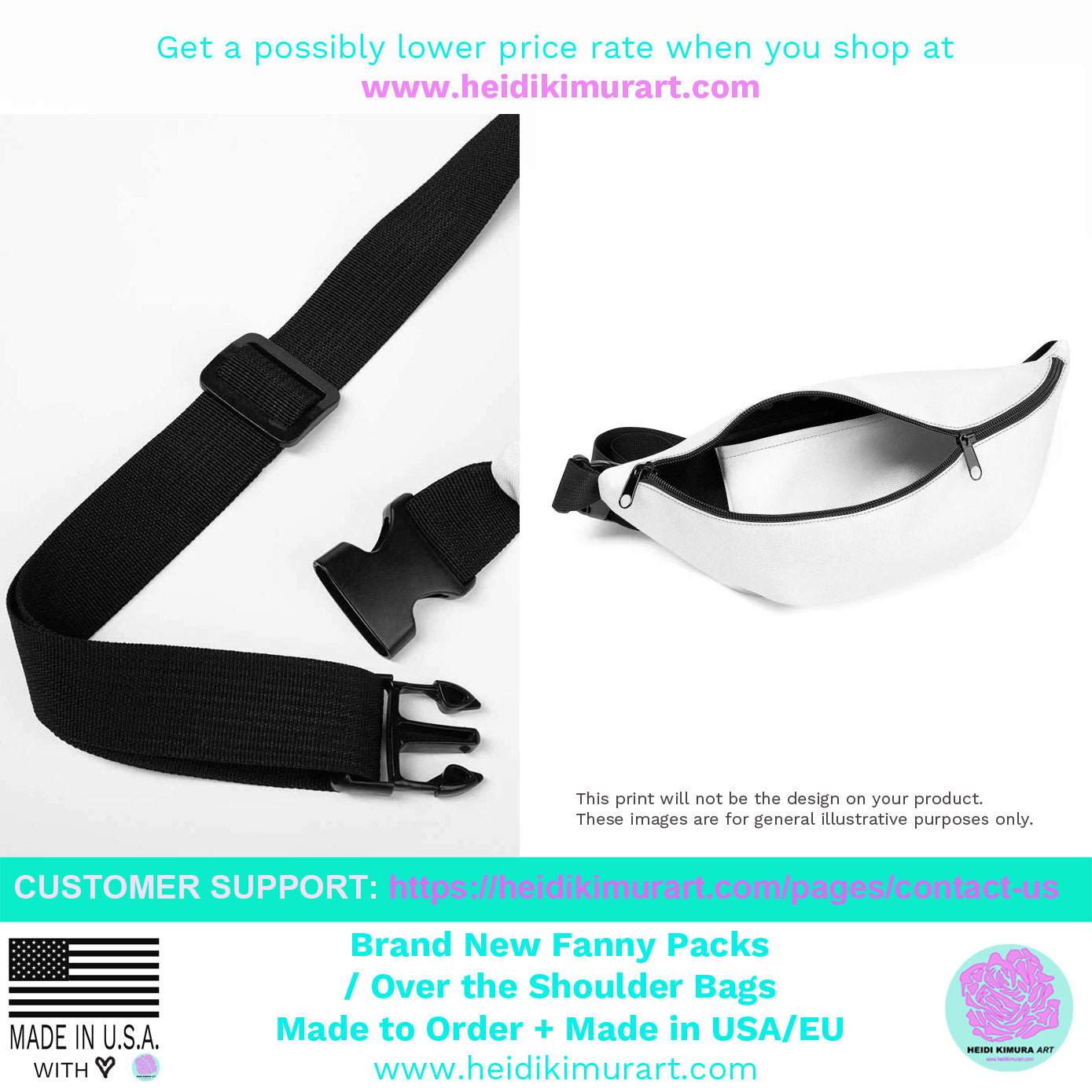 White Lavender Fanny Pack, Designer Premium Over the Shoulder Waist Bag ...