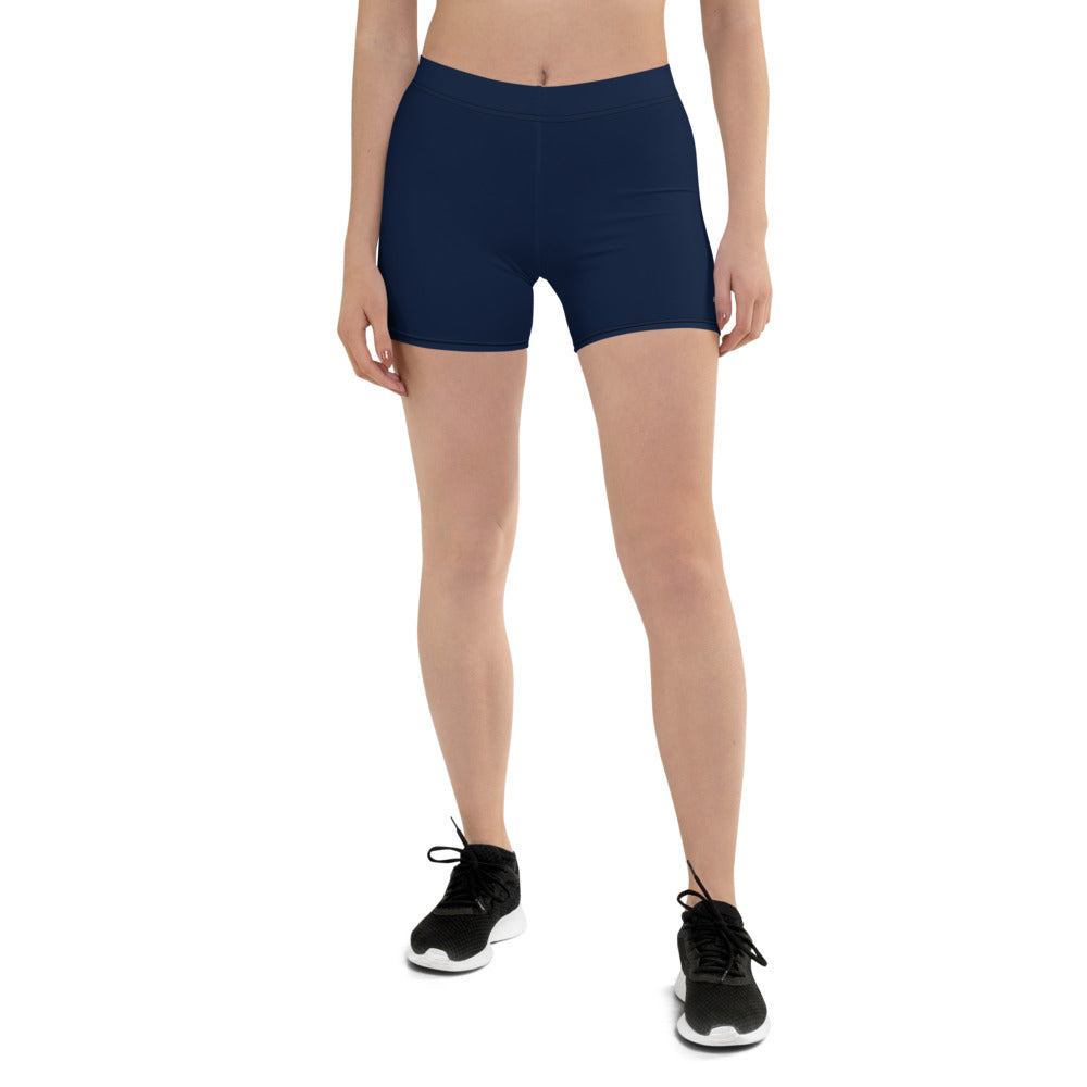 Navy Blue Solid Color Shorts, Dark Blue Modern Essential Women's Short ...