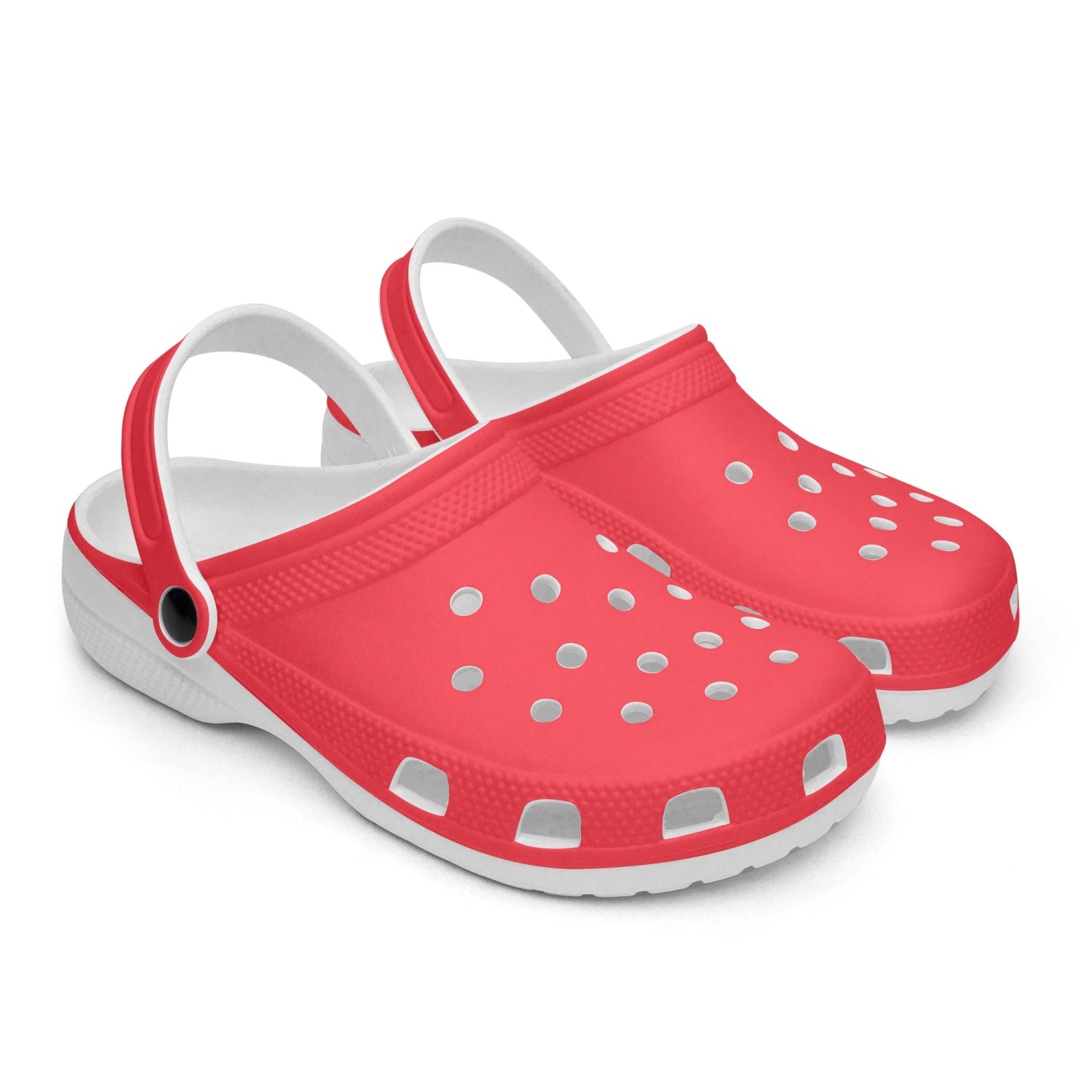 Hot Red Color Unisex Clogs, Unisex Red Solid Color Fun Cozy Clogs ...