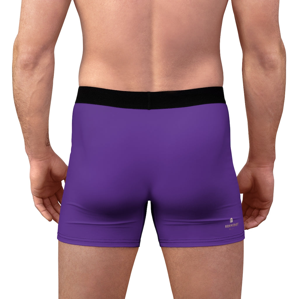 Dark Purple Men's Boxer Briefs, Elastic Modern Minimalist Basic ...