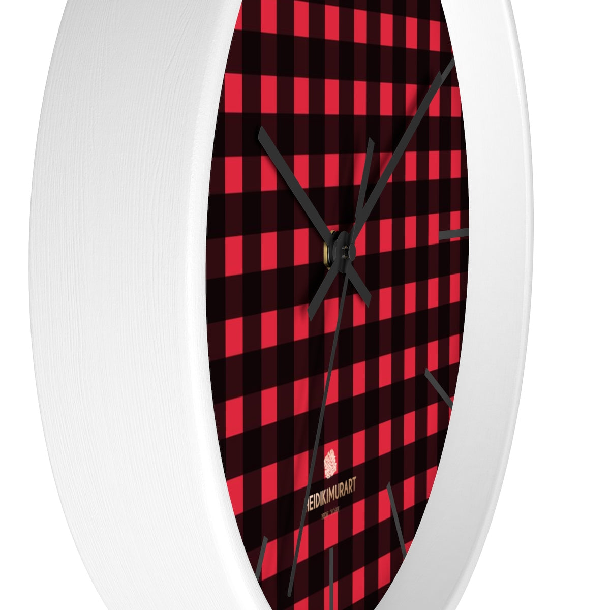 Londoner Buffalo Red Plaid Print Designer 10 in. Dia. Indoor Wall Clock ...