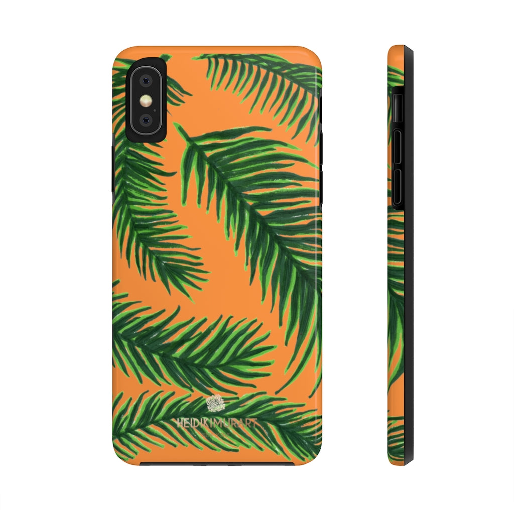 Orange Tropical Print Phone Case, Palm Leaf Case Mate Tough Phone Cases ...