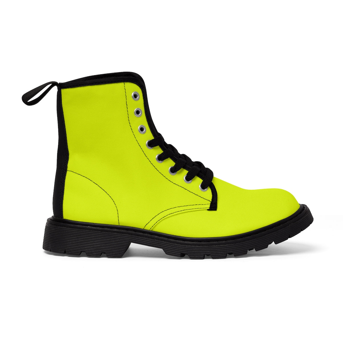Yellow Women's Boots, Classic Solid Color Winter Lace-up Toe Cap Hiking ...