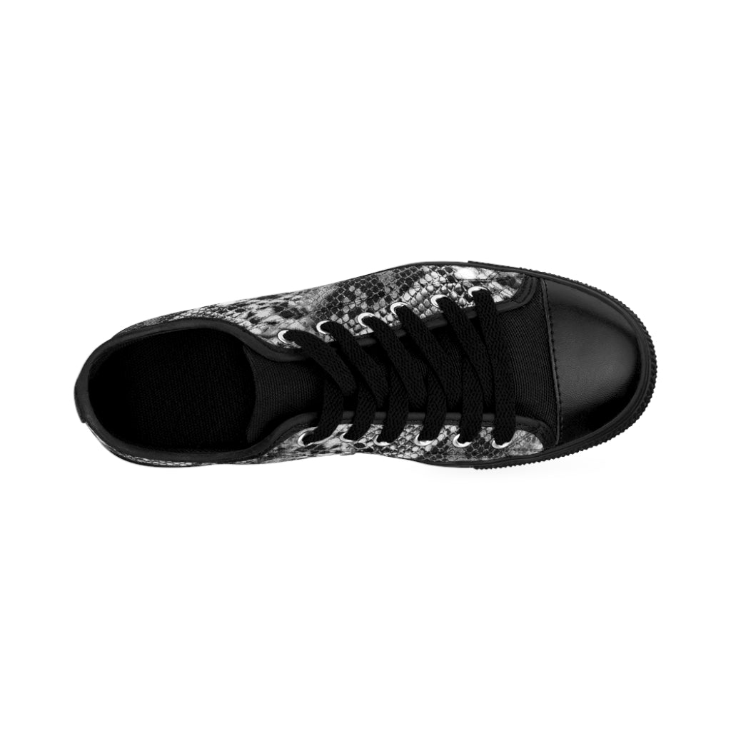 Black Snake Print Men's Sneakers, Designer Snakeskin Python Print Low ...