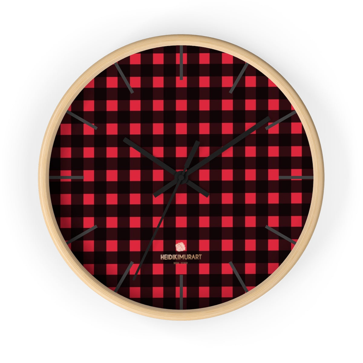 Londoner Buffalo Red Plaid Print Designer 10 in. Dia. Indoor Wall Clock ...
