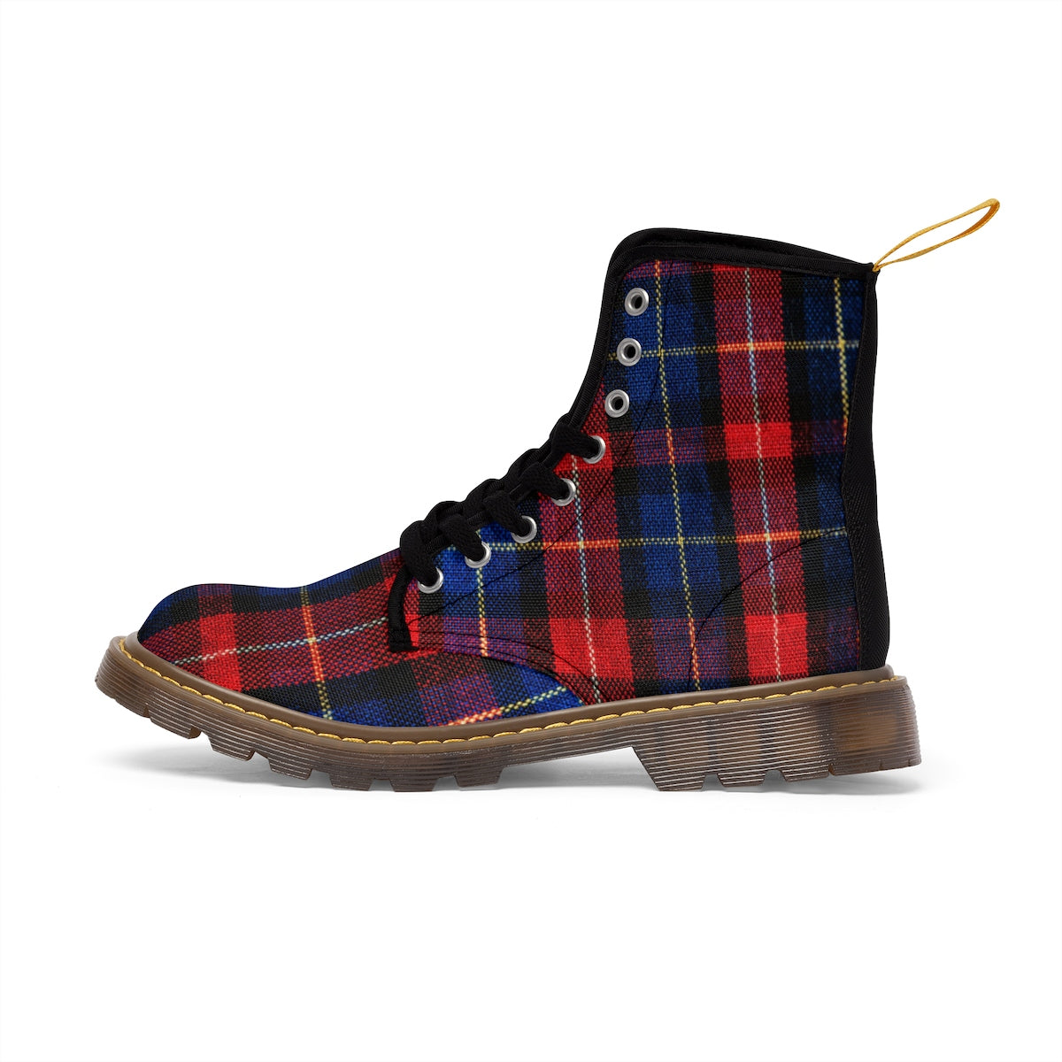 Red Plaid Men's Boots, Comfortable Tartan Print Fashion Men's Winter ...