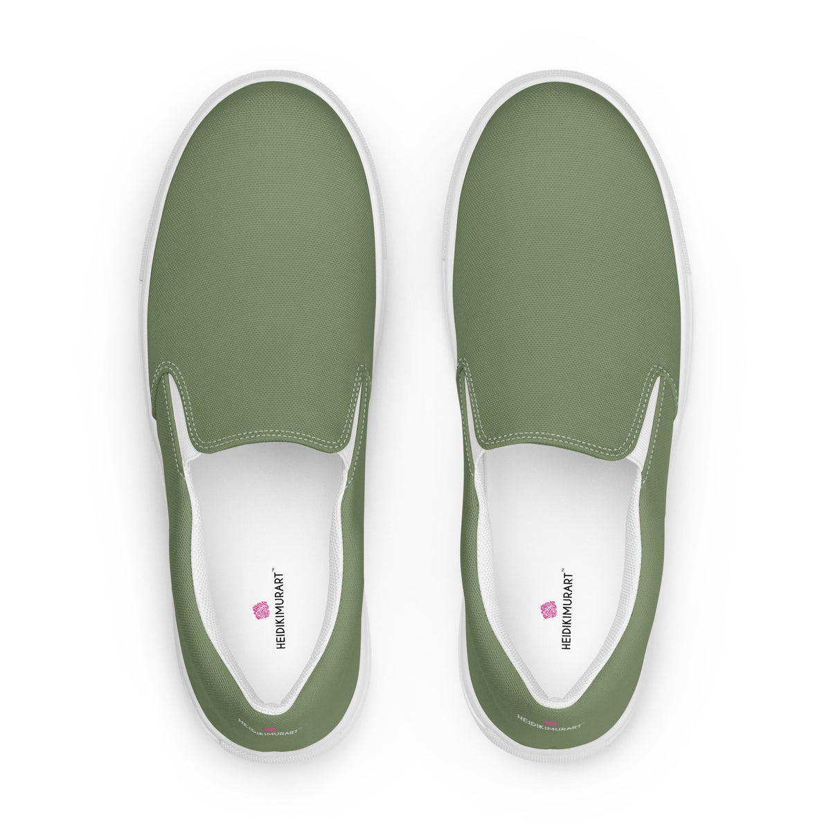 Matcha Green Men's Slip Ons, Solid Pastel Green Color Best Casual ...