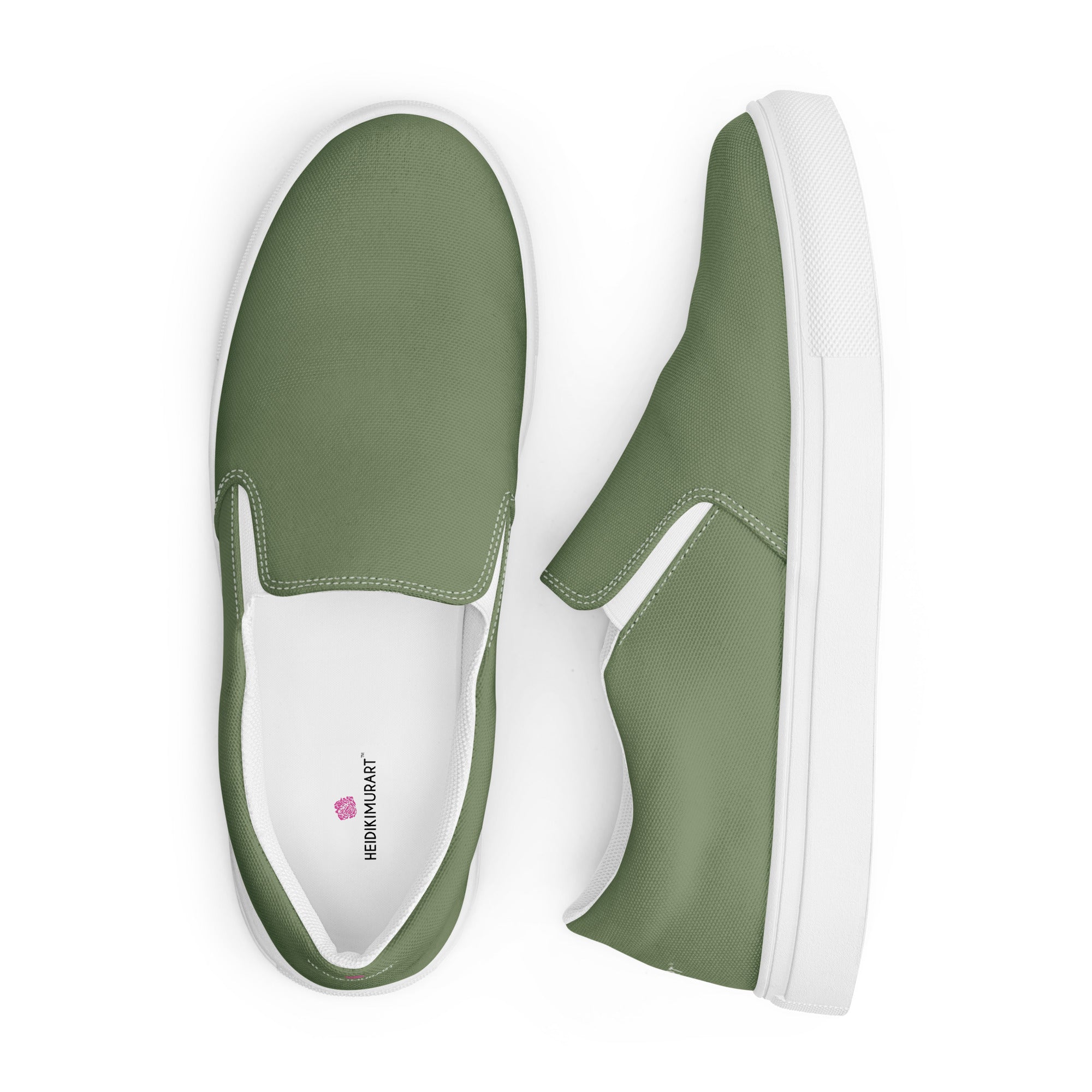 Matcha Green Men's Slip Ons, Solid Pastel Green Color Best Casual ...