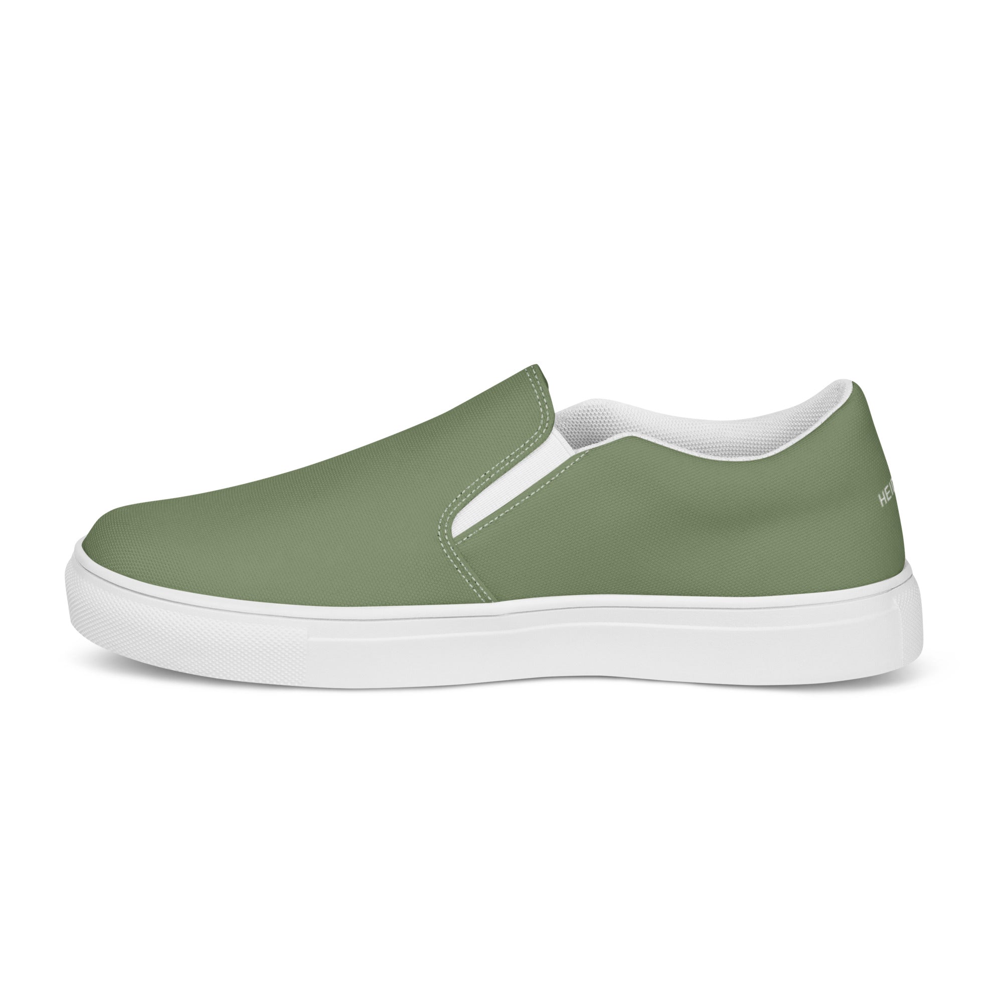Matcha Green Men's Slip Ons, Solid Pastel Green Color Best Casual ...