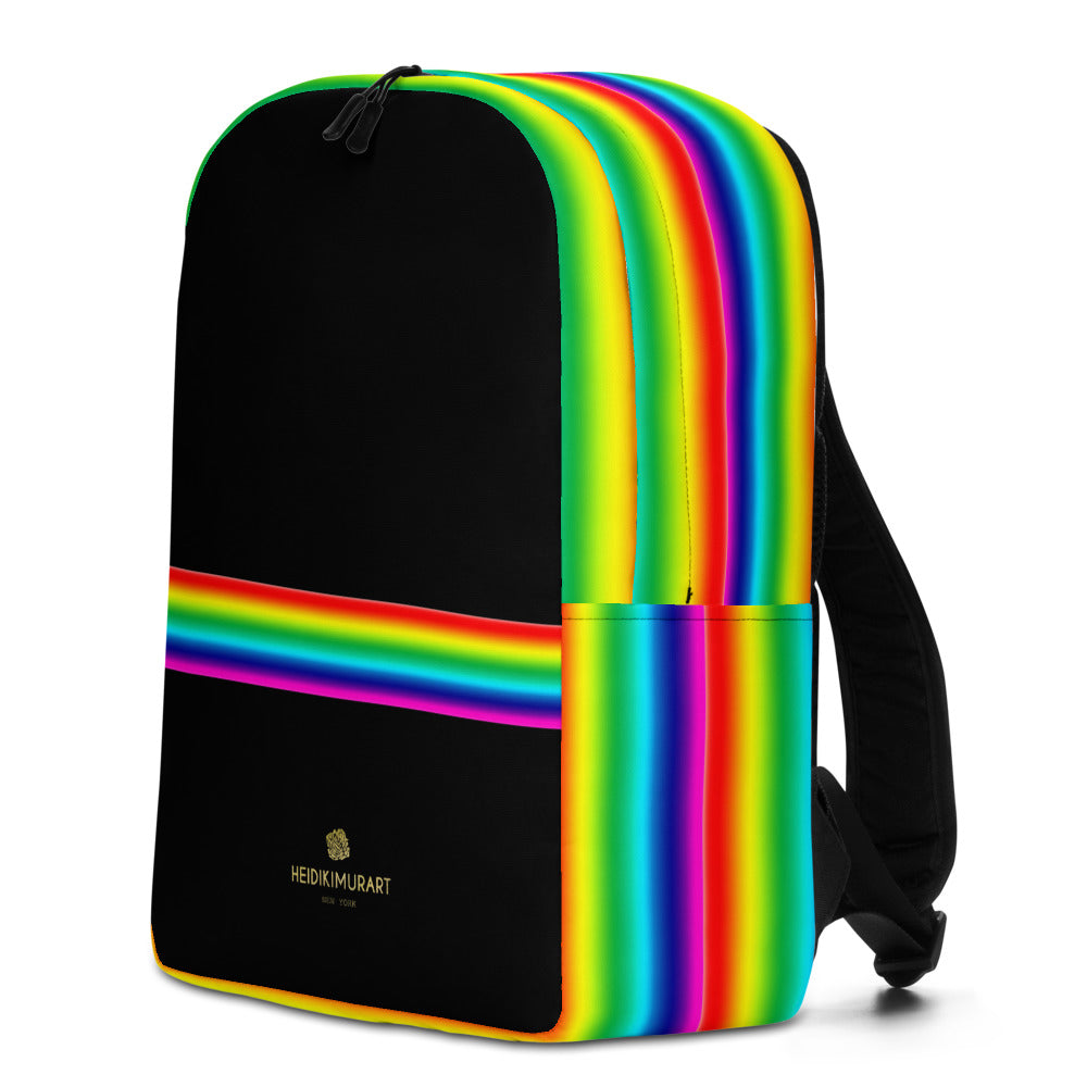 Black Rainbow Stripe Backpack, Gay Pride Striped Minimalist Laptop ...