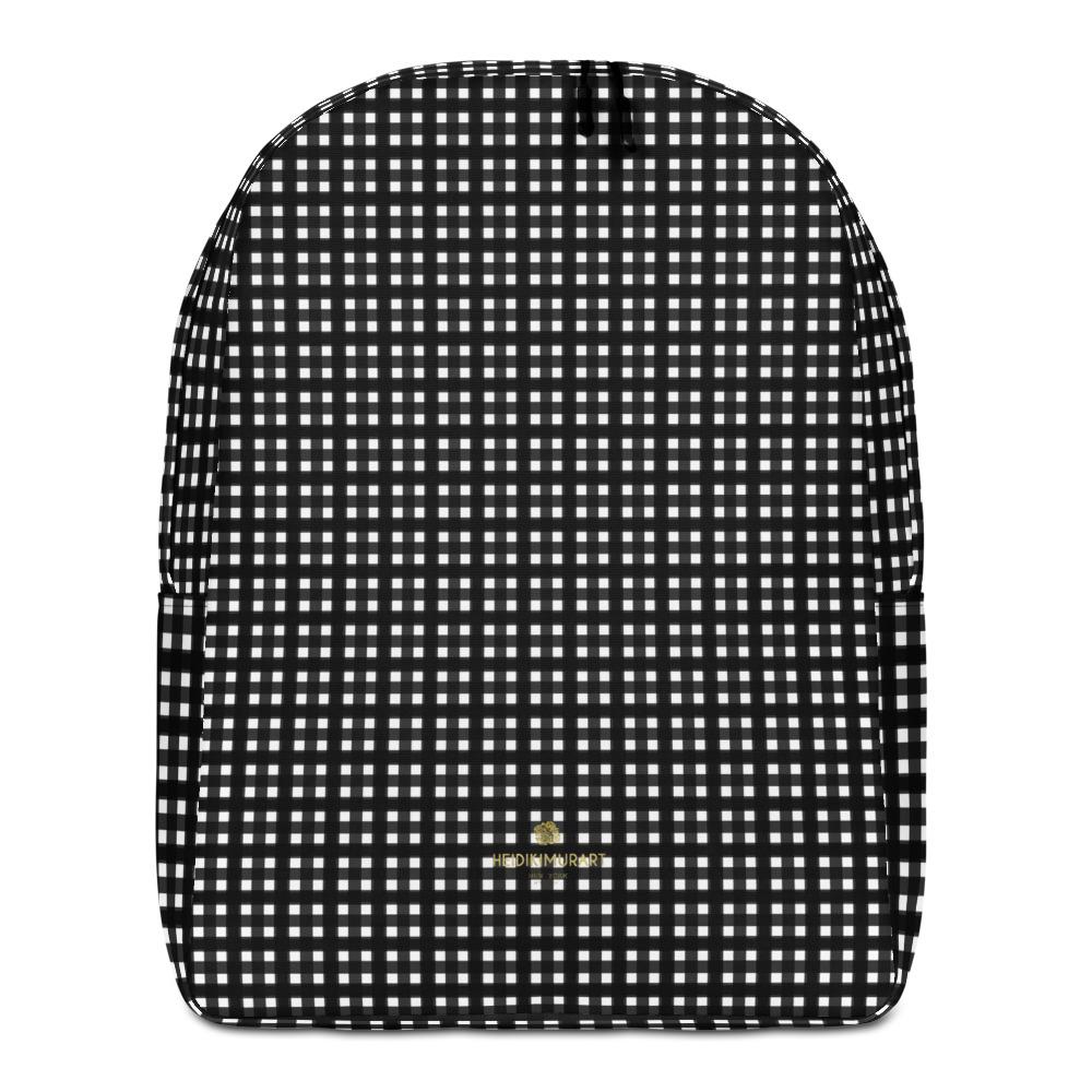 Black Buffalo Minimalist Backpack, White Plaid Print Modern Laptop ...