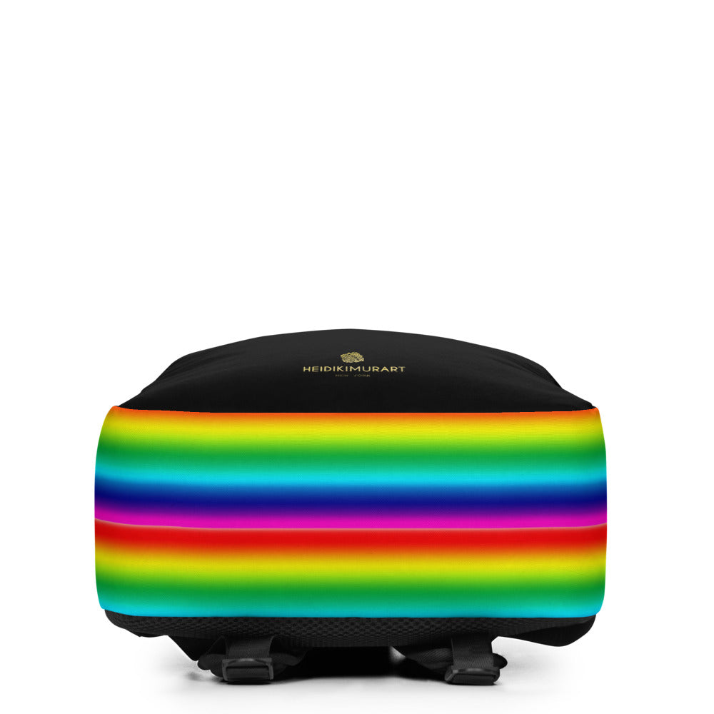 Black Rainbow Stripe Backpack, Gay Pride Striped Minimalist Laptop ...