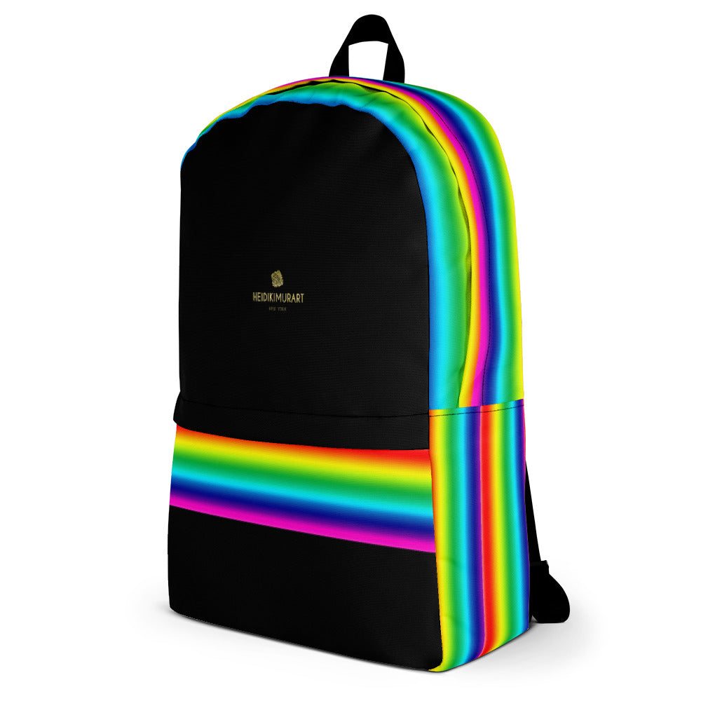 Simple Rainbow Stripe Backpack, Designer Travel Bag For School/Work ...