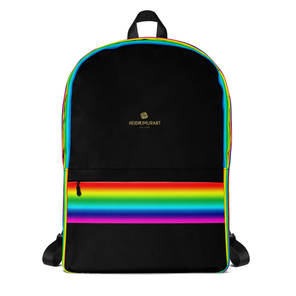 Simple Rainbow Stripe Backpack, Designer Travel Bag For School/Work ...