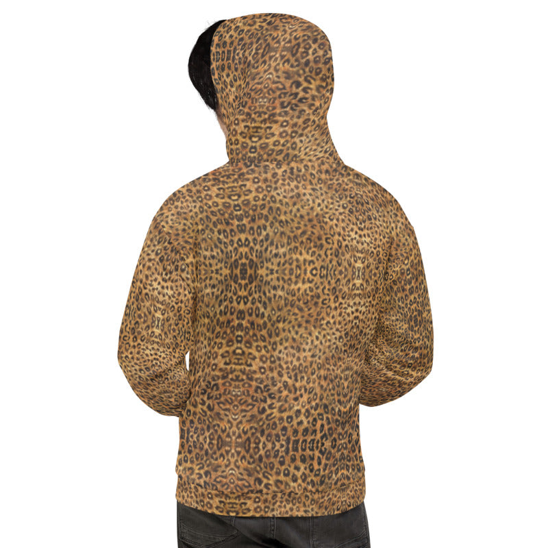 Leopard Print Men's Hoodie, Unisex Cotton Premium Designer Soft ...