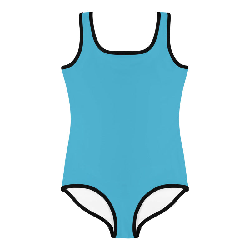 Light Blue Girl's Swimwear, Solid Color Premium Quality Kids Swimsuit ...