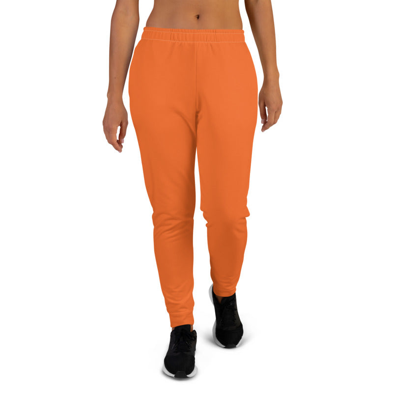Hot Orange Women's Joggers, Solid Color Premium Slim Fit Soft ...
