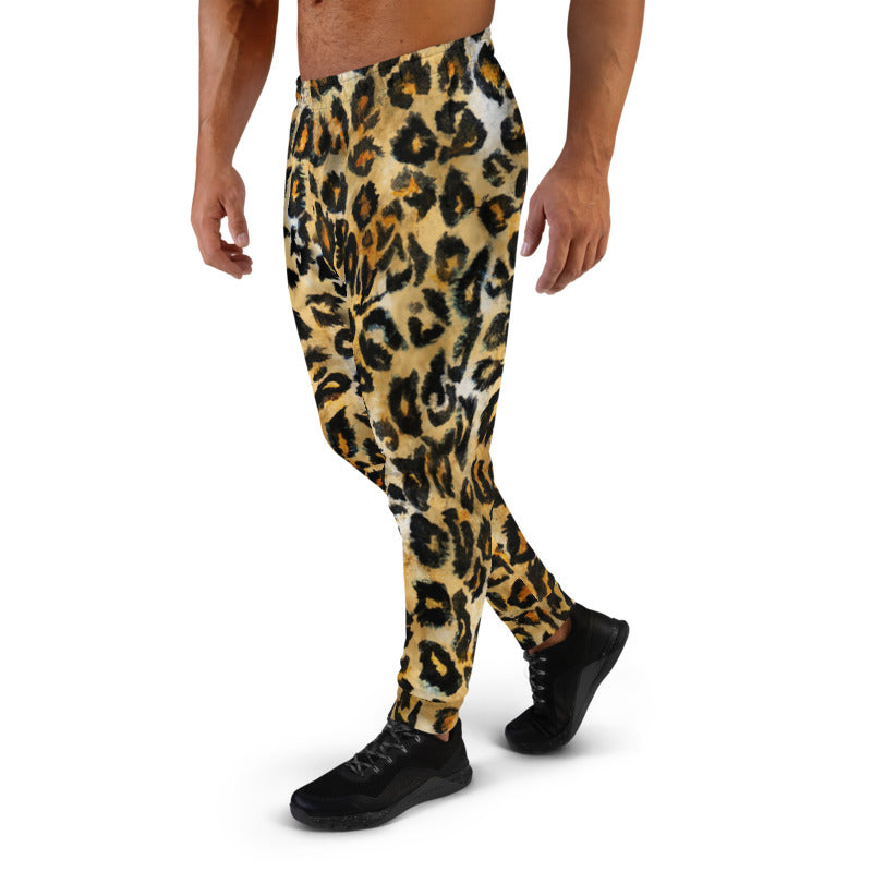 Leopard Print Men's Joggers, Brown Animal Print Casual Best Designer ...